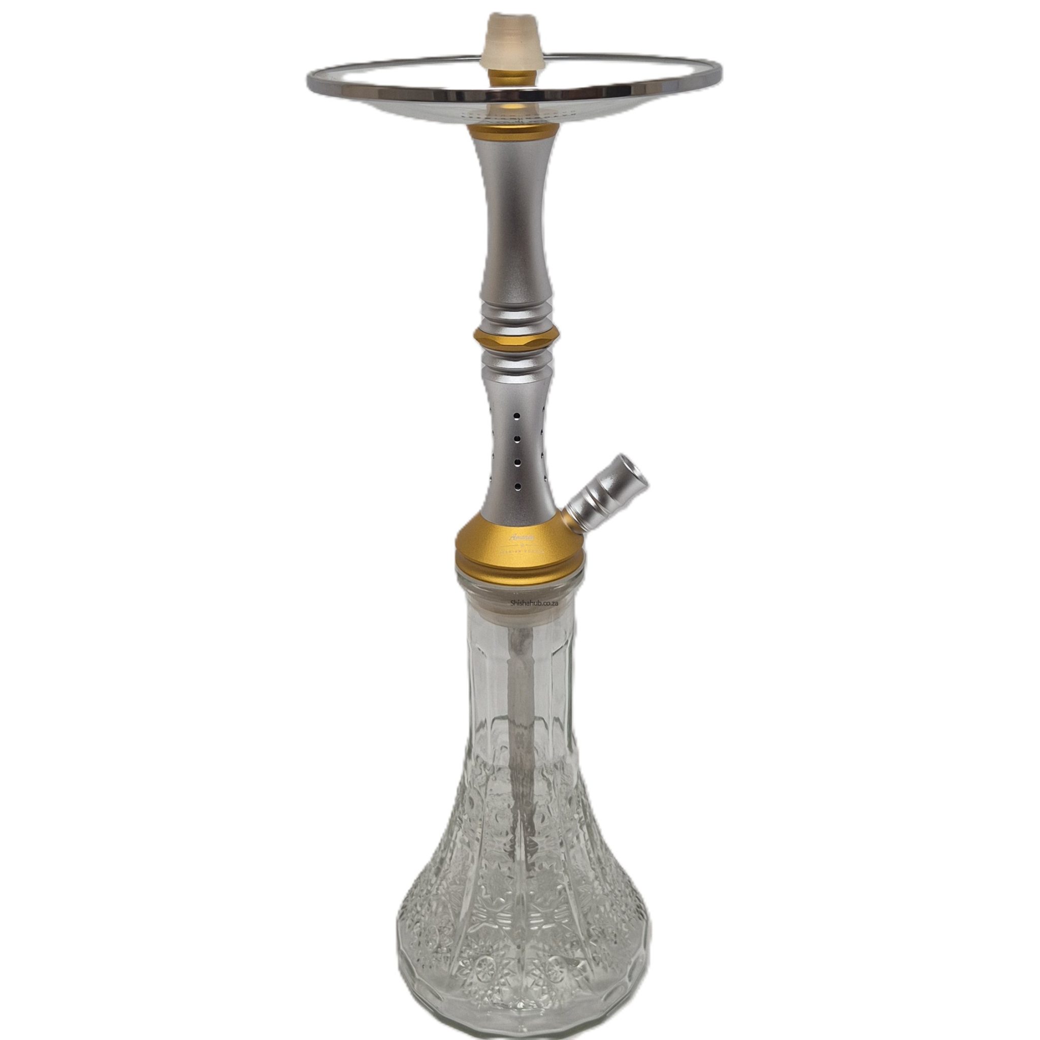 Amaren Premium Gold & Silver Hookah Pipe + FREE Tongs And Bowl - Shisha Hub